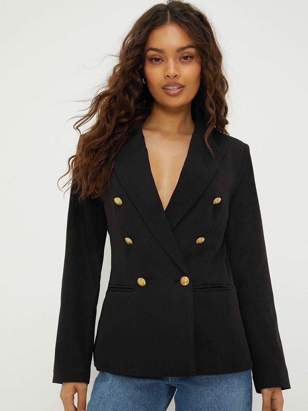 Buy DOROTHY PERKINS Petite Solid Double Breasted Military Blazer ...