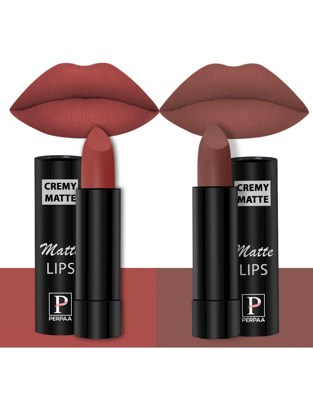 Buy PERPAA Set Of 2 Creamy Matte Long Stay Lipstick Rust Orange 73 ...