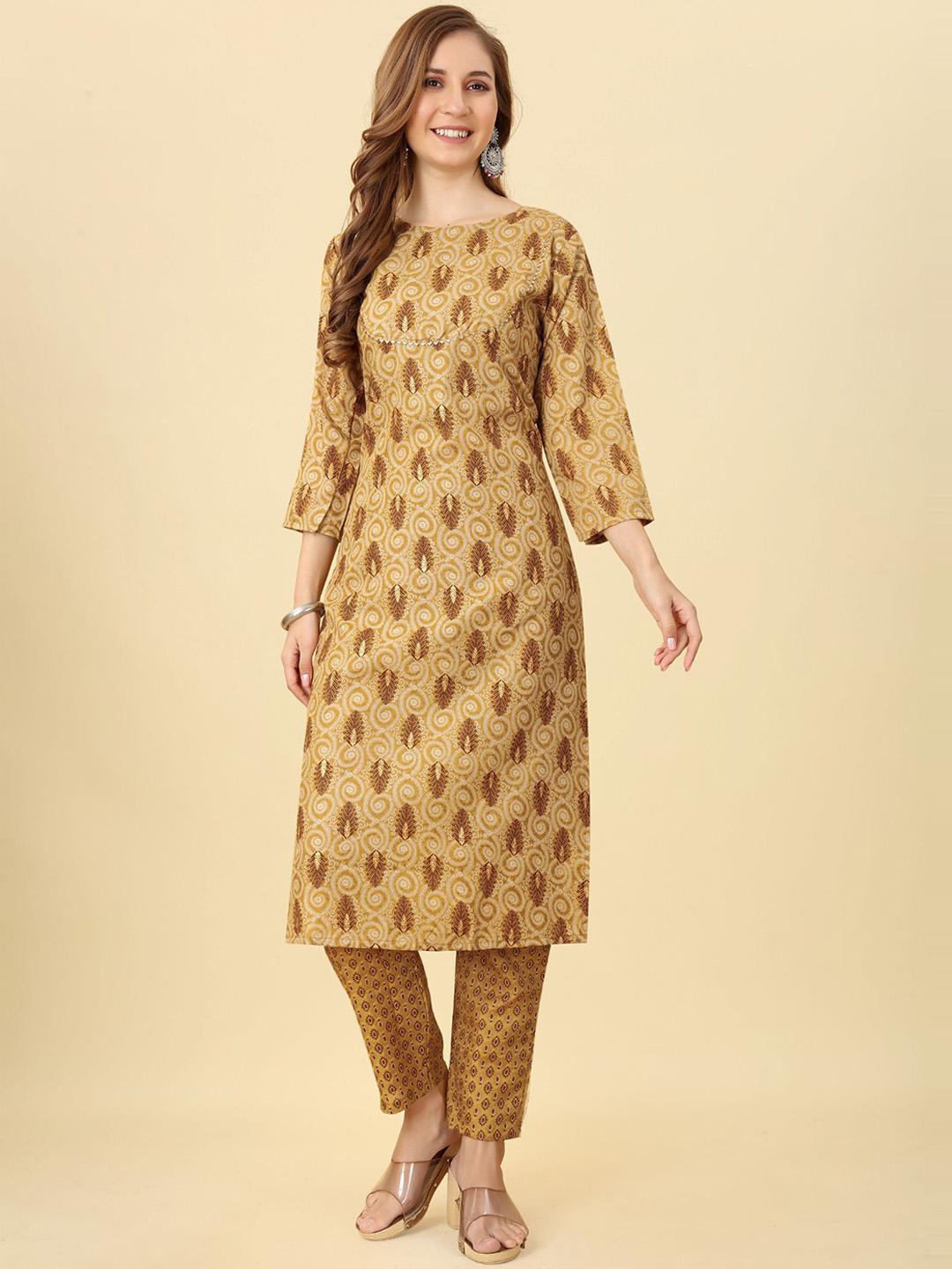 Buy Bridha Ethnic Motifs Printed Regular Gotta Patti Kurta With ...