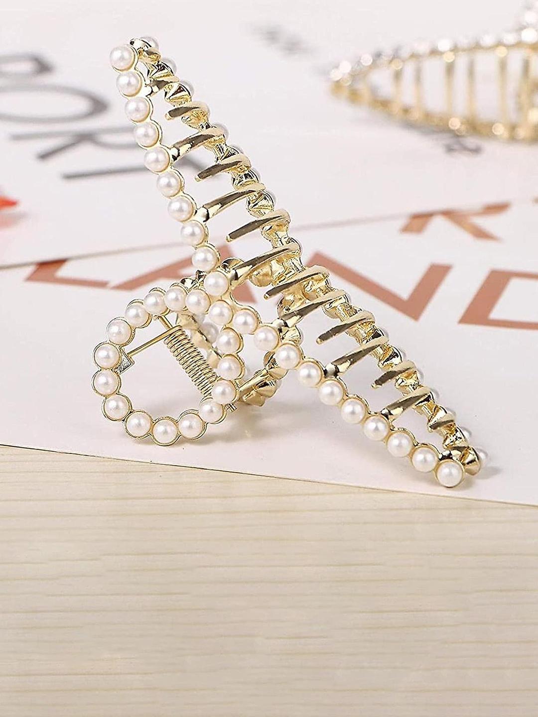 Buy DN Creation Gold Toned Embellished Claw Clip - Hair Accessory for ...