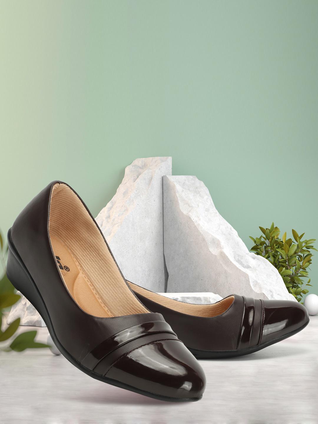 Buy Colo Textured Round Toe Wedges Pumps - Ballerinas for Women ...