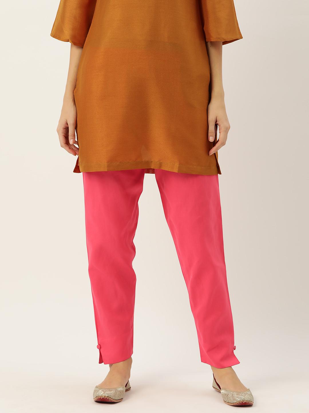Buy HASRI Women Solid Pure Cotton Trousers - Trousers for Women ...