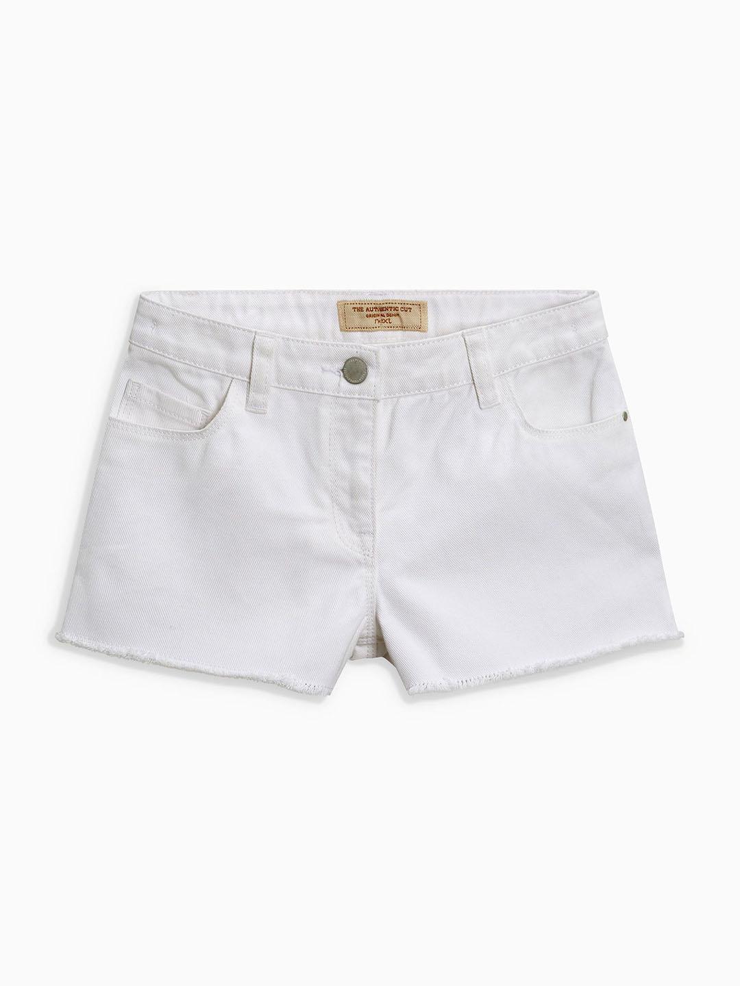 Buy NEXT Girls White Solid Regular Fit Denim Shorts - Shorts for Girls ...