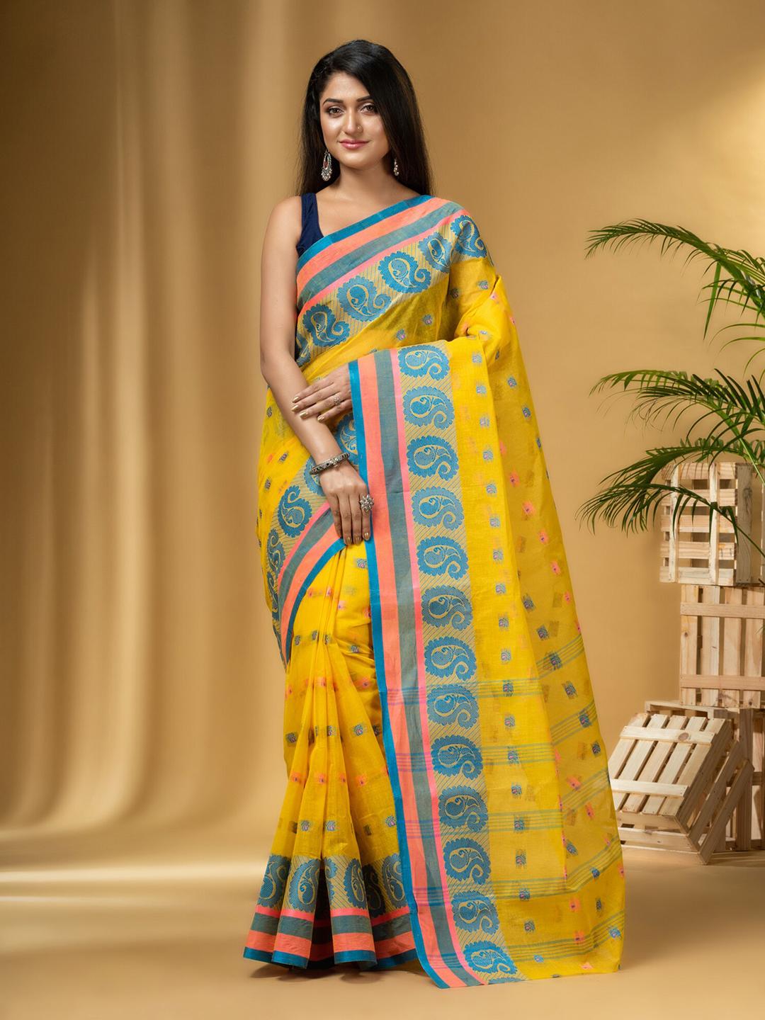 Buy DESH BIDESH Ethnic Motifs Woven Design Pure Cotton Taant Saree ...