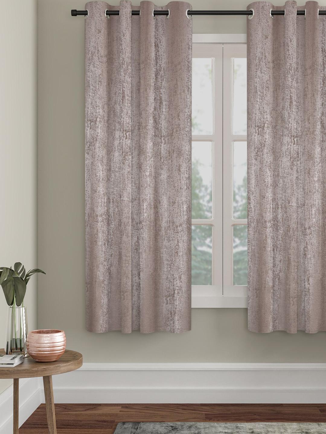 Buy SOKNACK Brown Self Design Black Out Window Curtain - Curtains And ...
