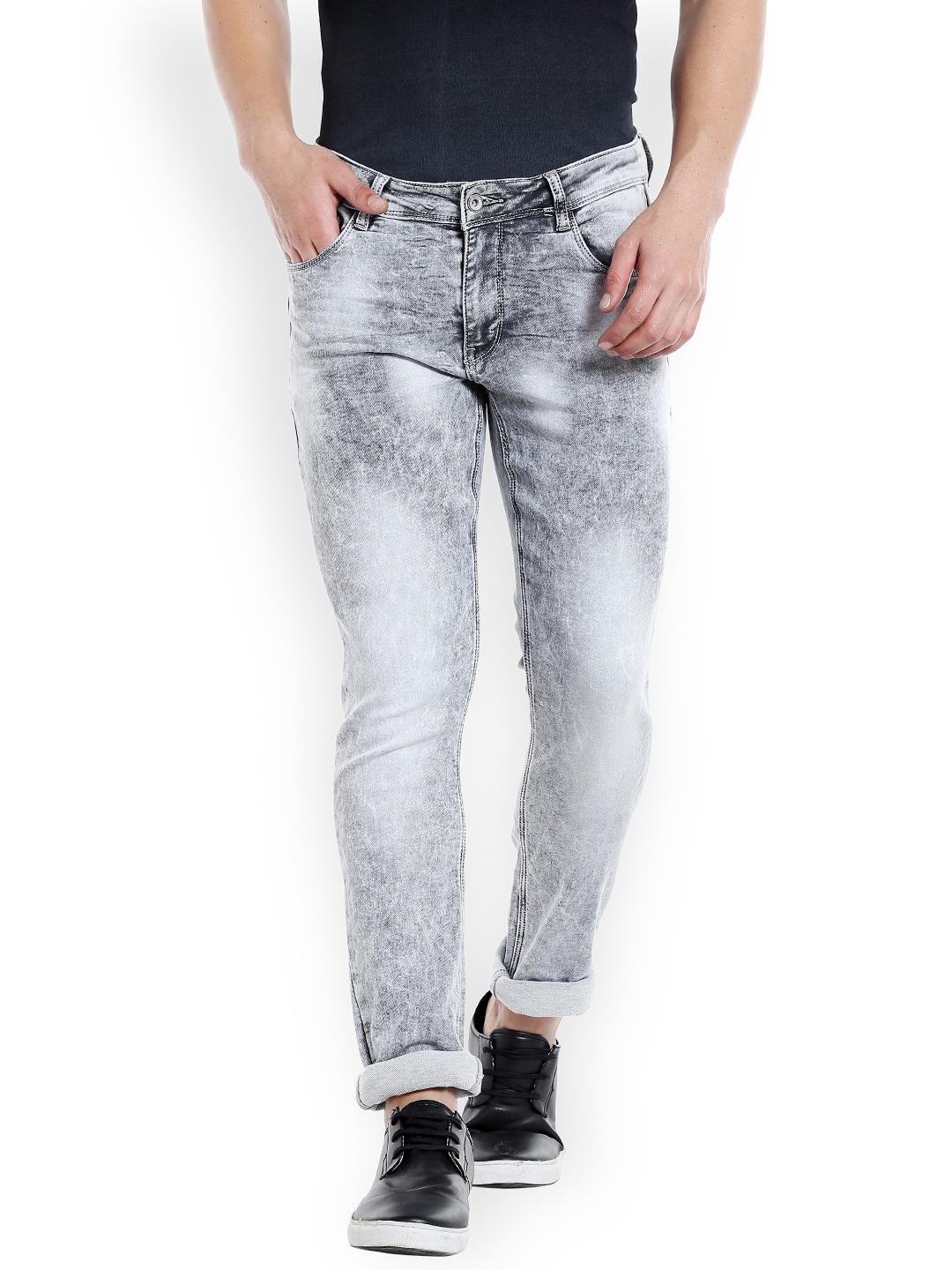 Buy Rex Straut Jeans Men Grey Slim Fit Mid Rise Clean Look Stretchable ...