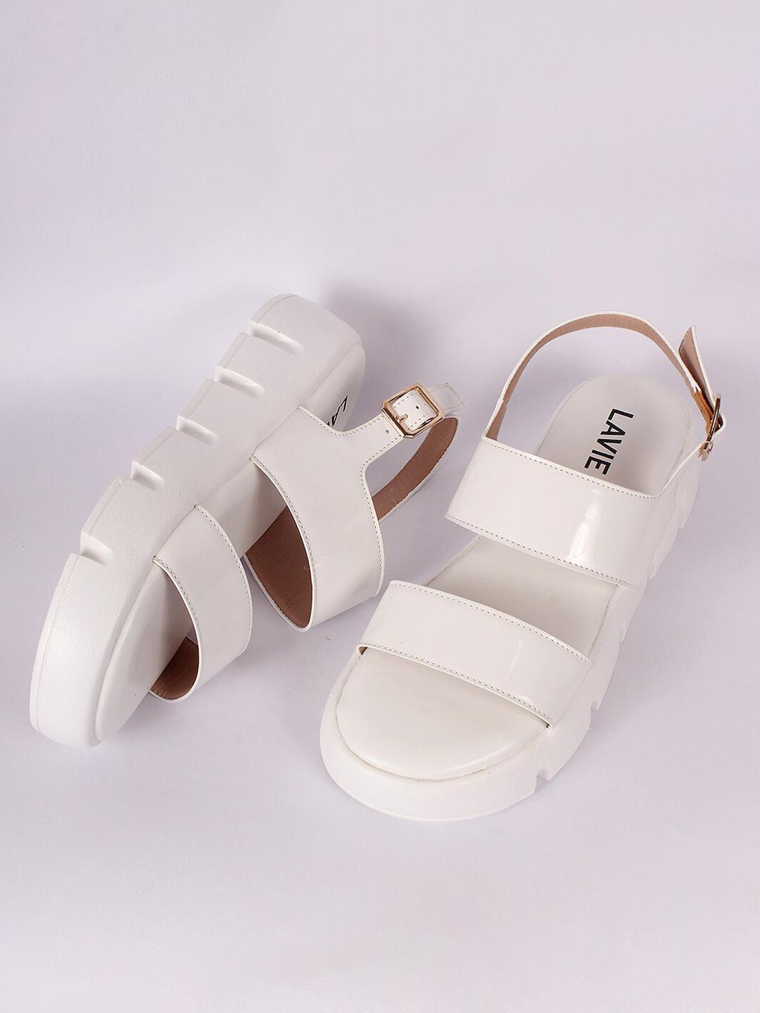 Buy Lavie White Flatform Sandals - Heels for Women 24695702 | Myntra