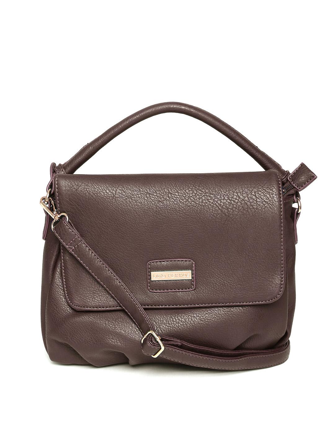 Buy Lisa Haydon For Lino Perros Coffee Brown Solid Satchel - Handbags ...