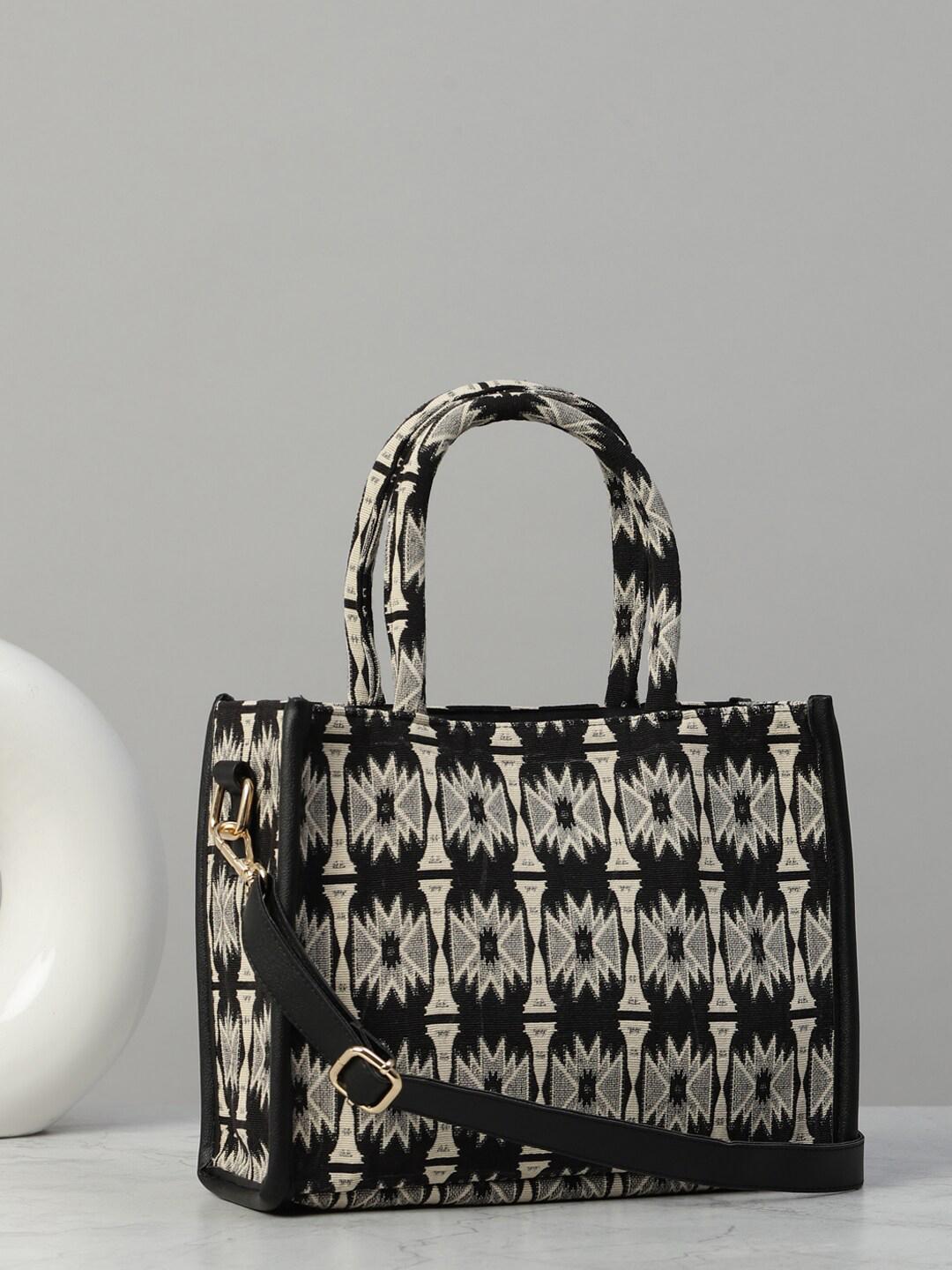 Buy DEEBACO Abstract Printed Structured Fabric Handheld Bag - Handbags ...