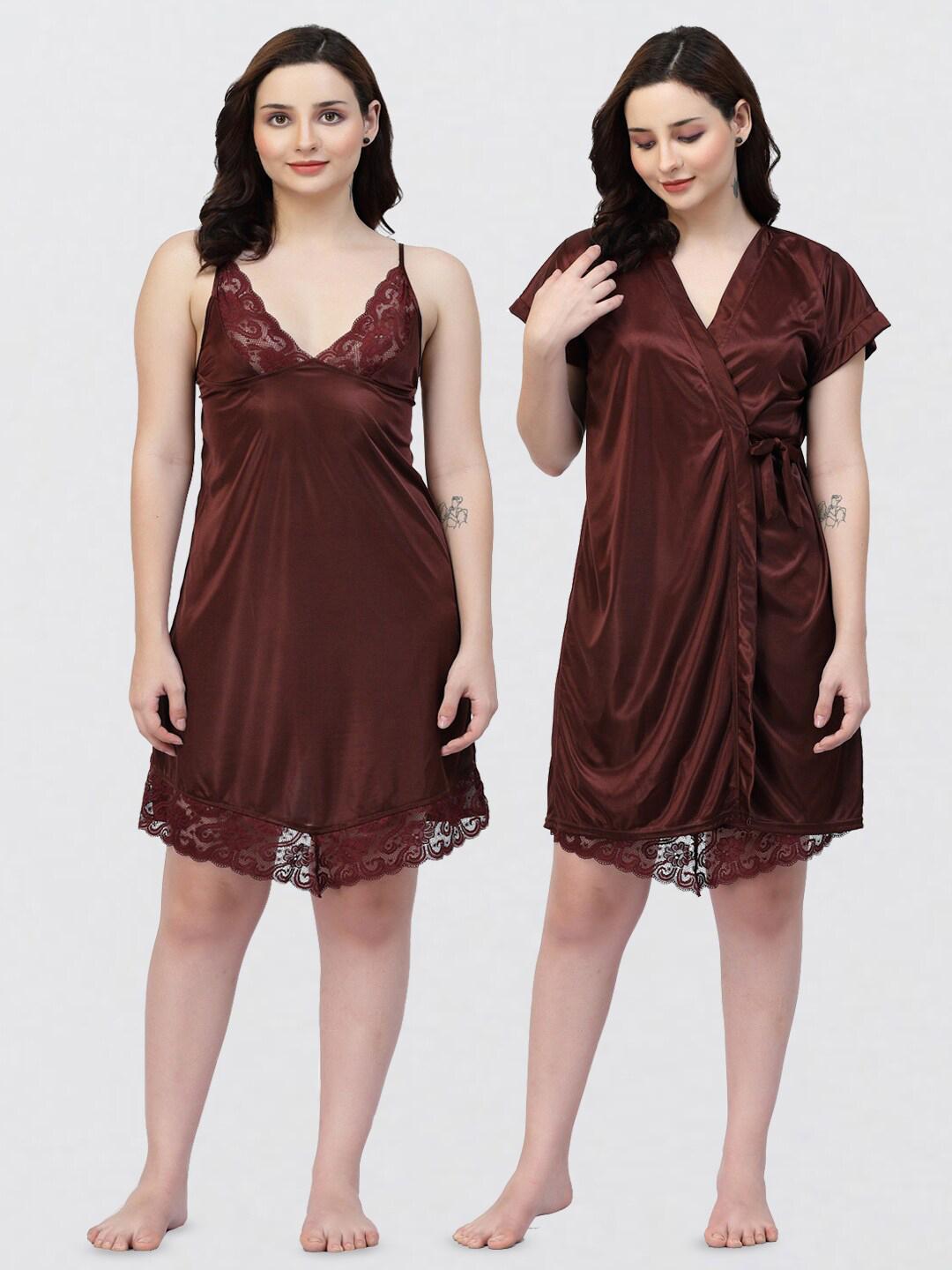 Buy NIGHT KEYS Pack Of 2 Satin Maxi Sweat Nightdress - Nightdress for ...