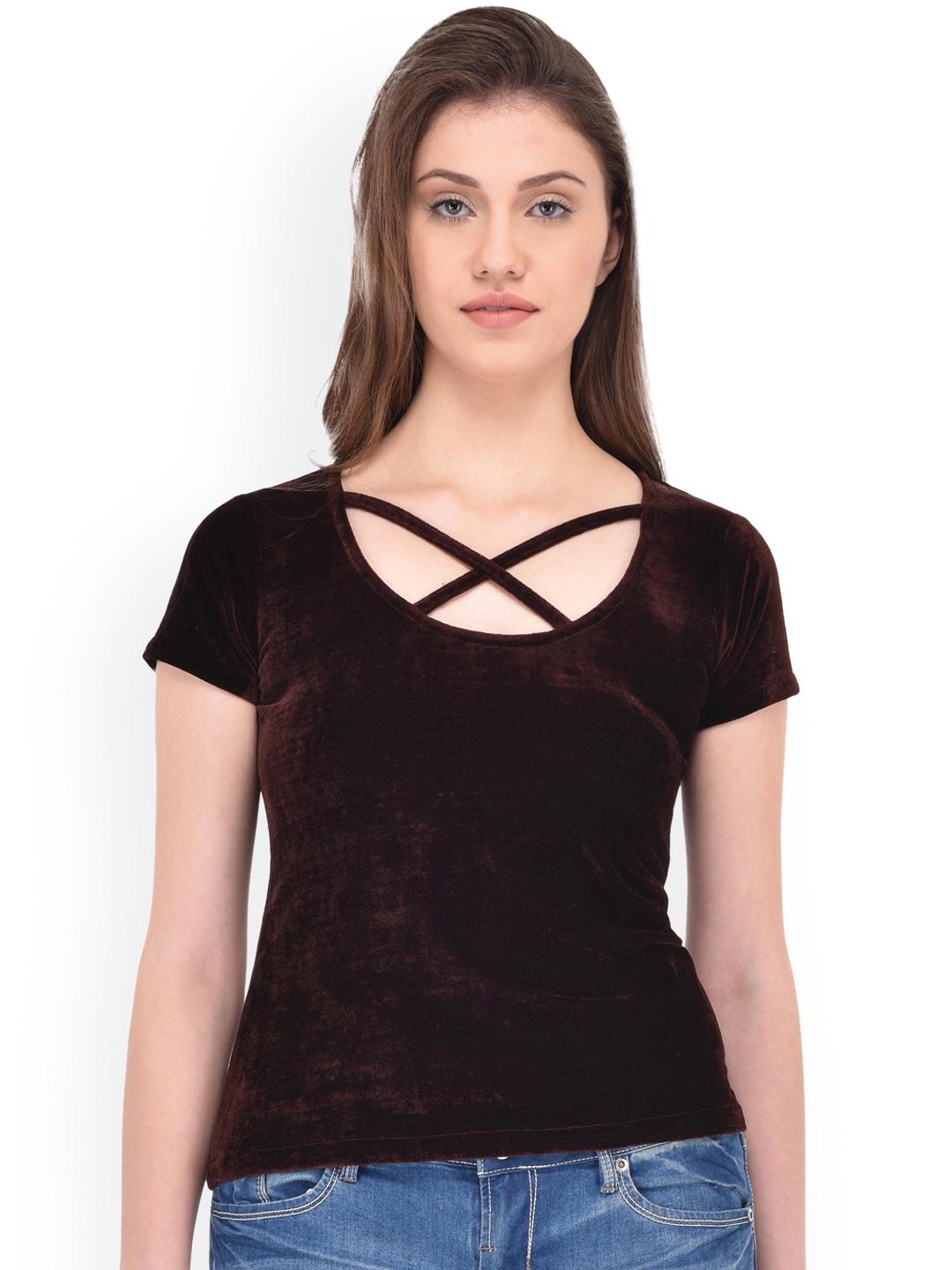 Buy Rigo Women Brown Solid Fitted Top - Tops for Women 2471622 | Myntra