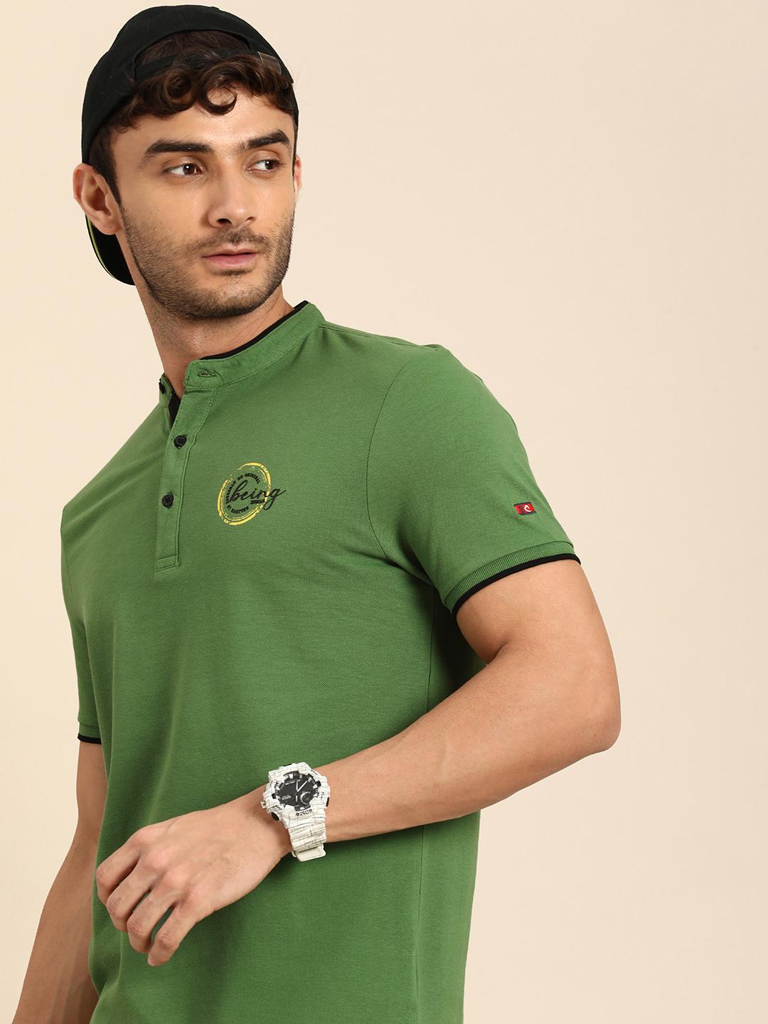 Buy Being Human Mandarin Collar Pure Cotton T Shirt - Tshirts for Men ...