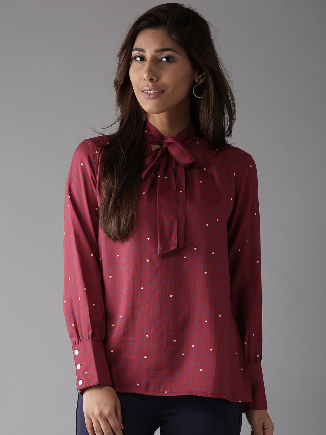 Buy HERE&NOW Women Maroon Printed Top - Tops for Women 2474067 | Myntra