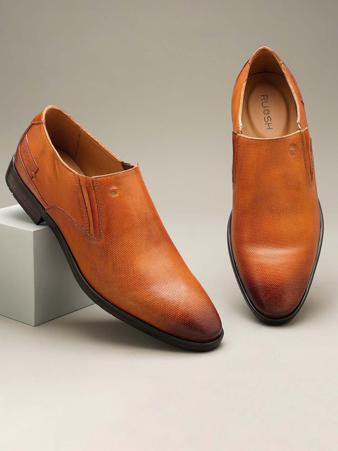 Buy Ruosh Men Textured Leather Formal Slip On Shoes - Formal Shoes for ...