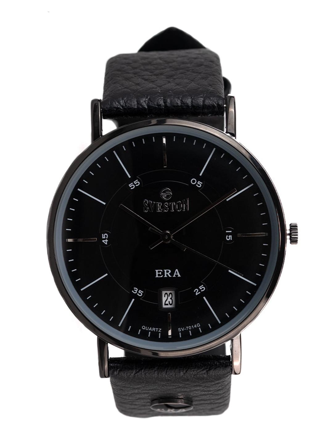 Buy SVESTON Men Leather Textured Straps Reset Time Analogue Watch SV ...