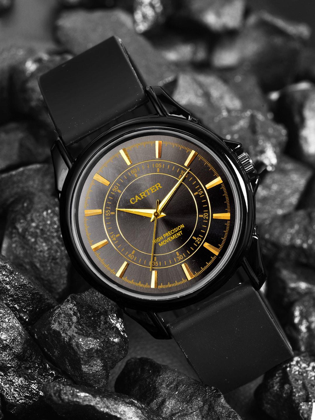 Buy Sandy D Carter Men Brass Patterned Dial Textured Straps Analogue ...