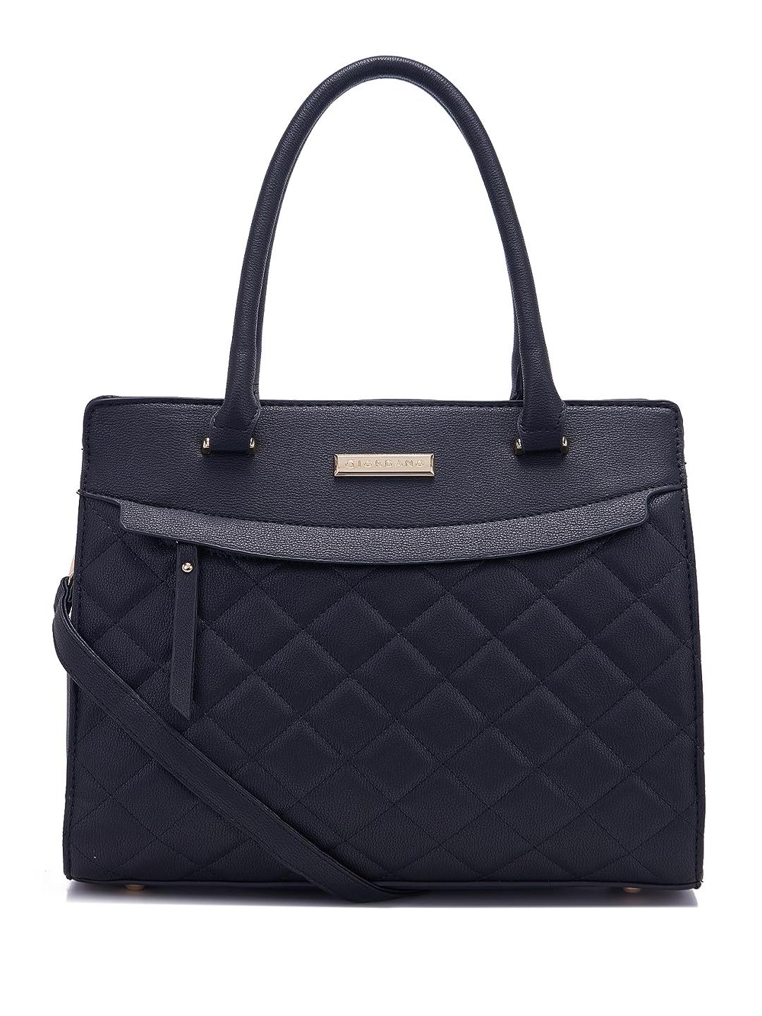 Buy GIORDANO Geometric Self Design Structured Quilted Satchel Bag ...