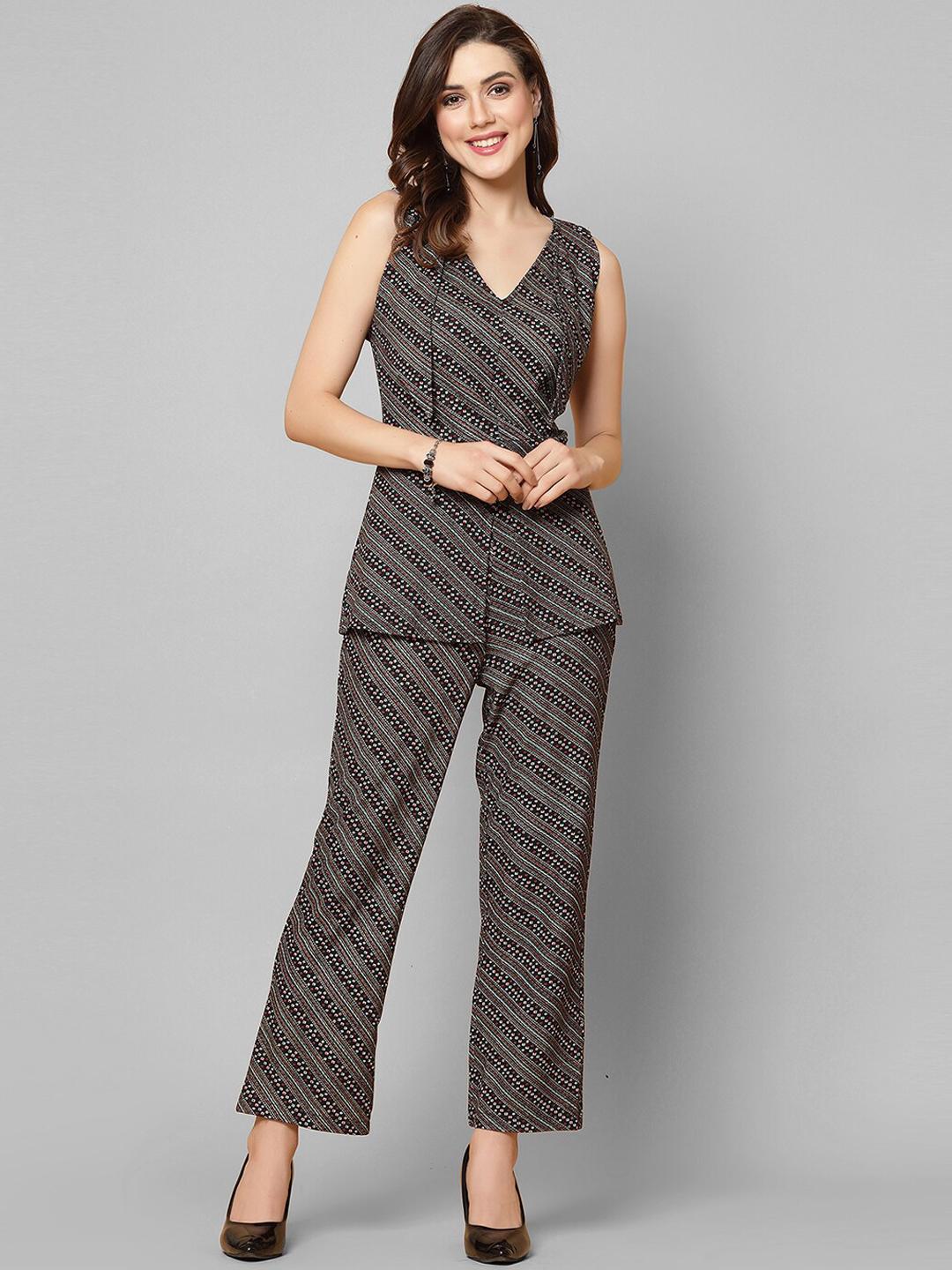 Buy Selvia Printed V Neck Top With Printed Trouser - Co Ords for Women ...