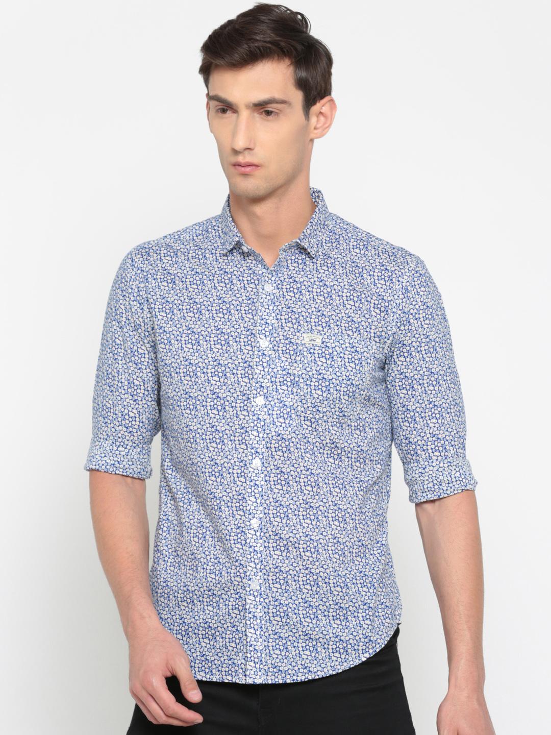 Buy Indigo Nation Street Men Blue & White Slim Fit Printed Casual Shirt ...