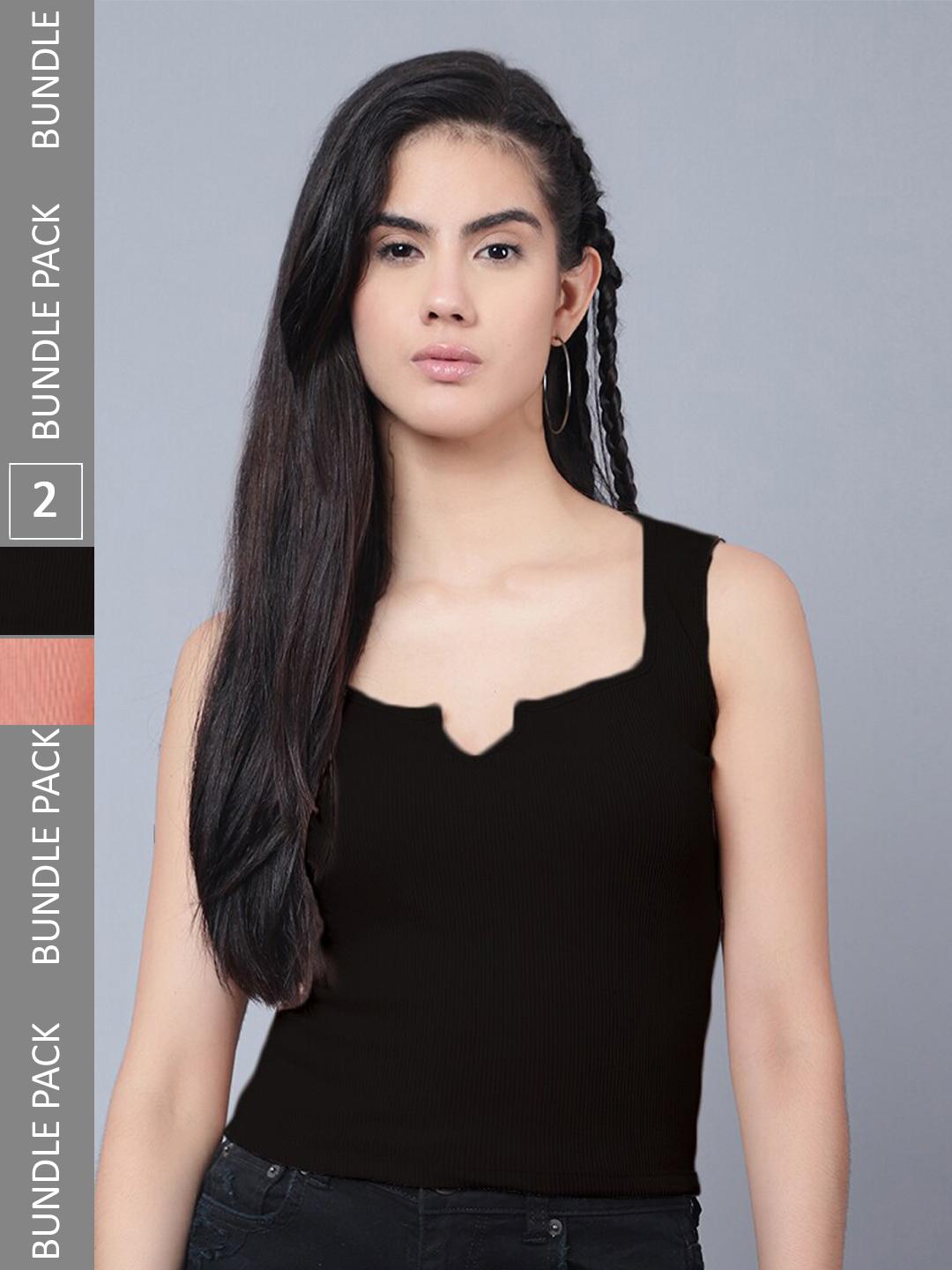 Buy Boleem Pack Of 2 Cotton Rib Top - Tops for Women 24825208 | Myntra
