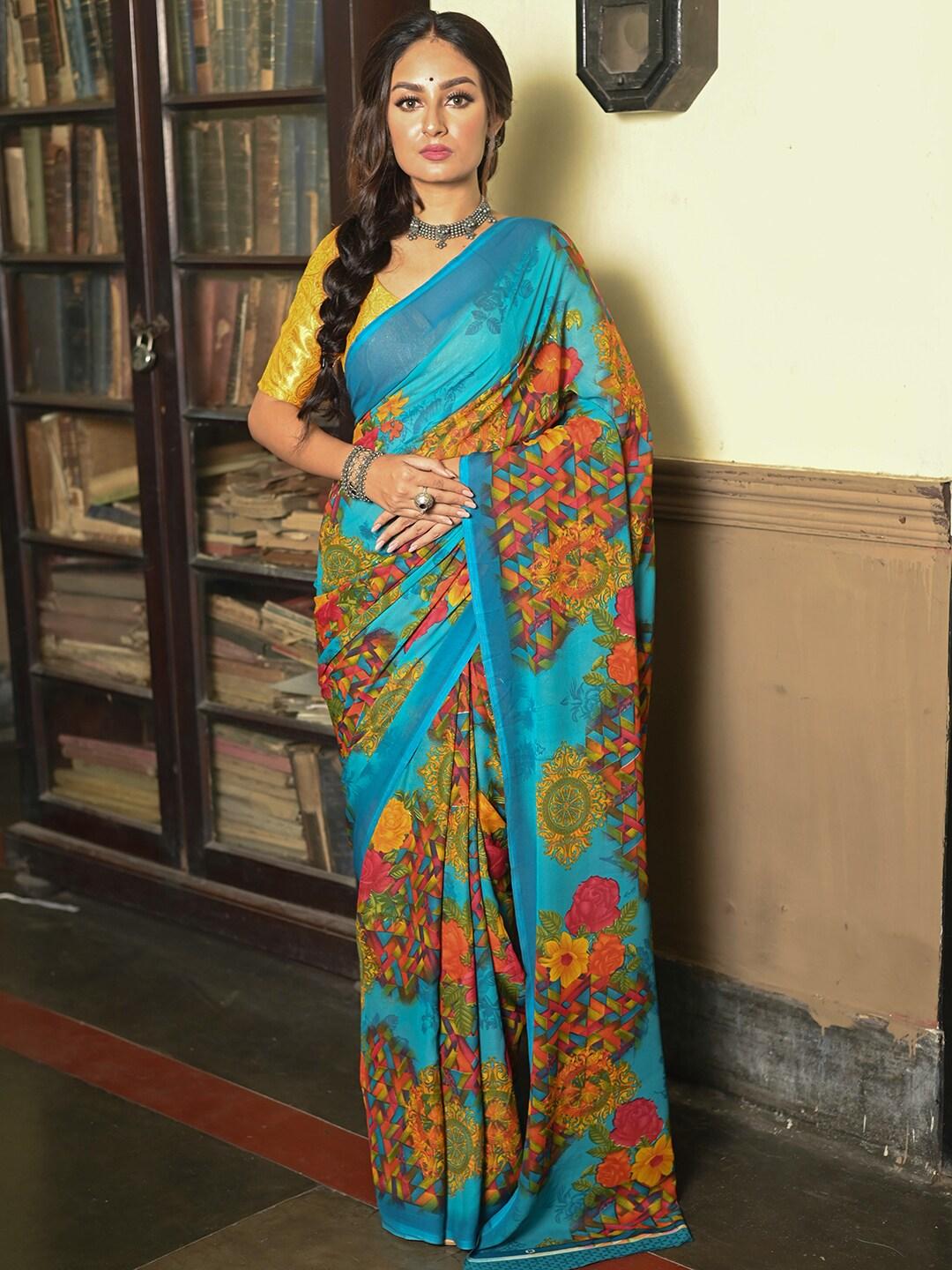 Buy Anouk Rustic Floral Pure Georgette Saree - Sarees for Women ...