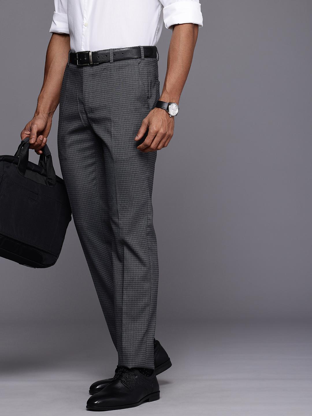 Buy Raymond Men Checked Slim Fit Trousers - Trousers for Men 24841792 ...