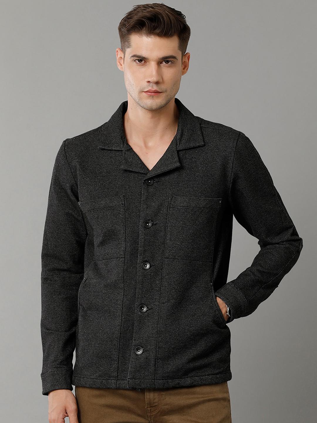 Buy Voi Jeans Self Design Spread Collar Tailored Jacket - Jackets for ...