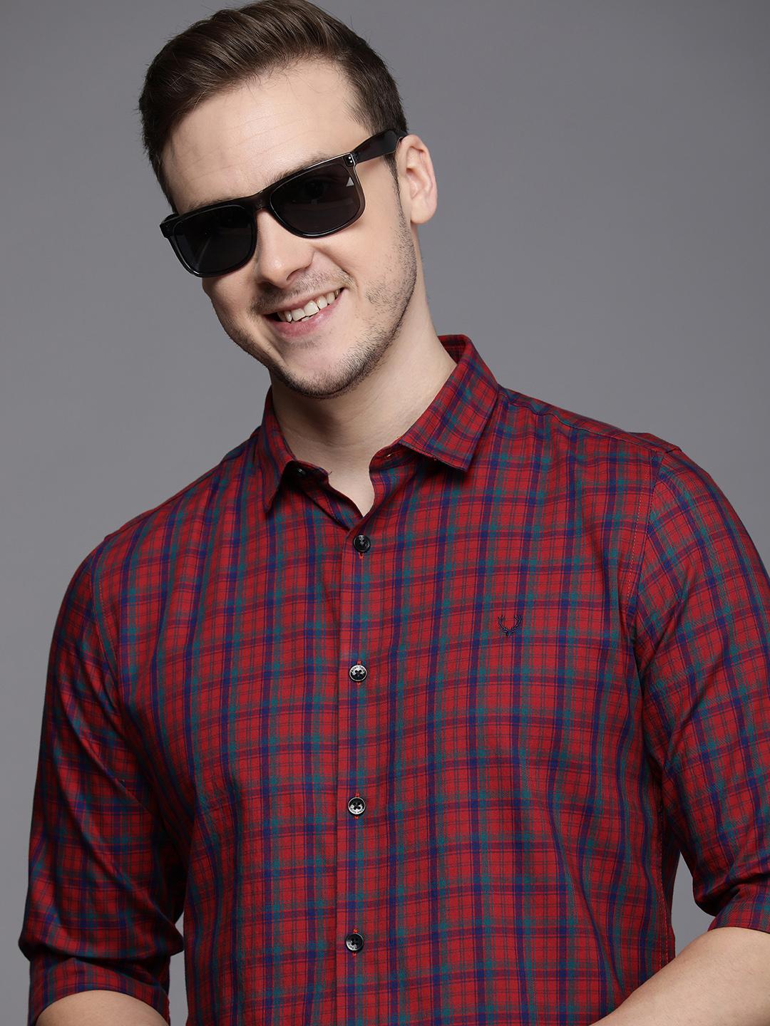 Buy Allen Solly Sport Slim Fit Checked Pure Cotton Casual Shirt ...
