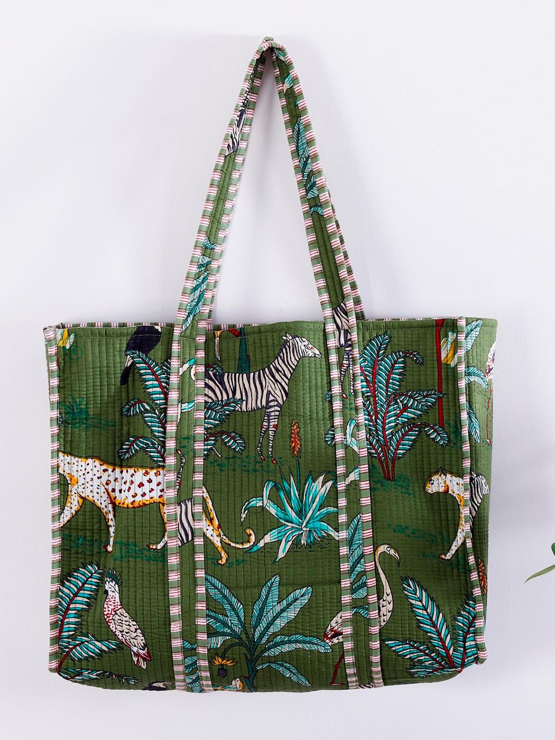 Buy HANDICRAFT PALACE Graphic Printed Pure Cotton Shopper Tote Bag ...