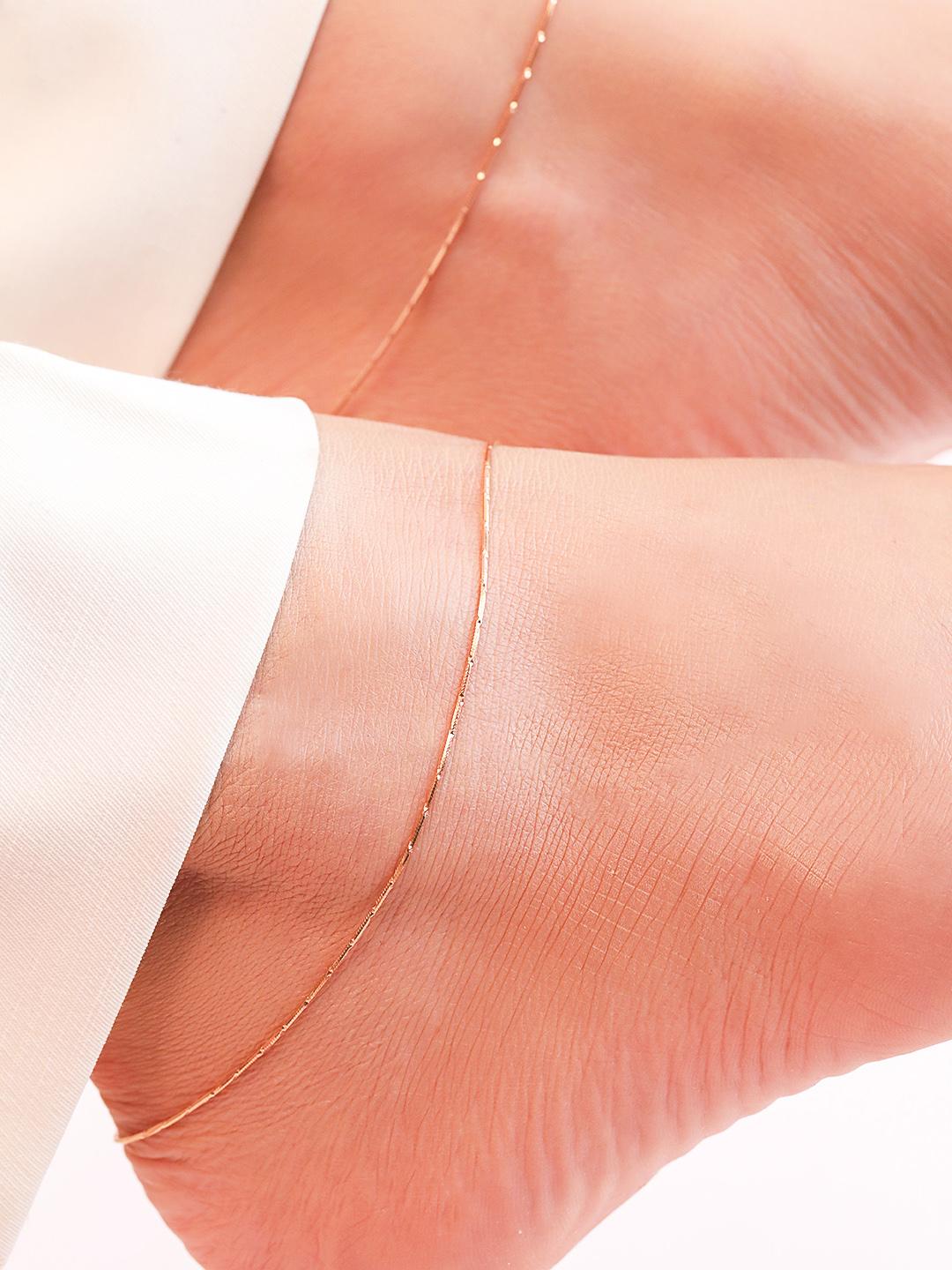 Buy Zavya Set Of 2 925 Pure Silver Rose Gold Plated Anklet - Anklet for ...