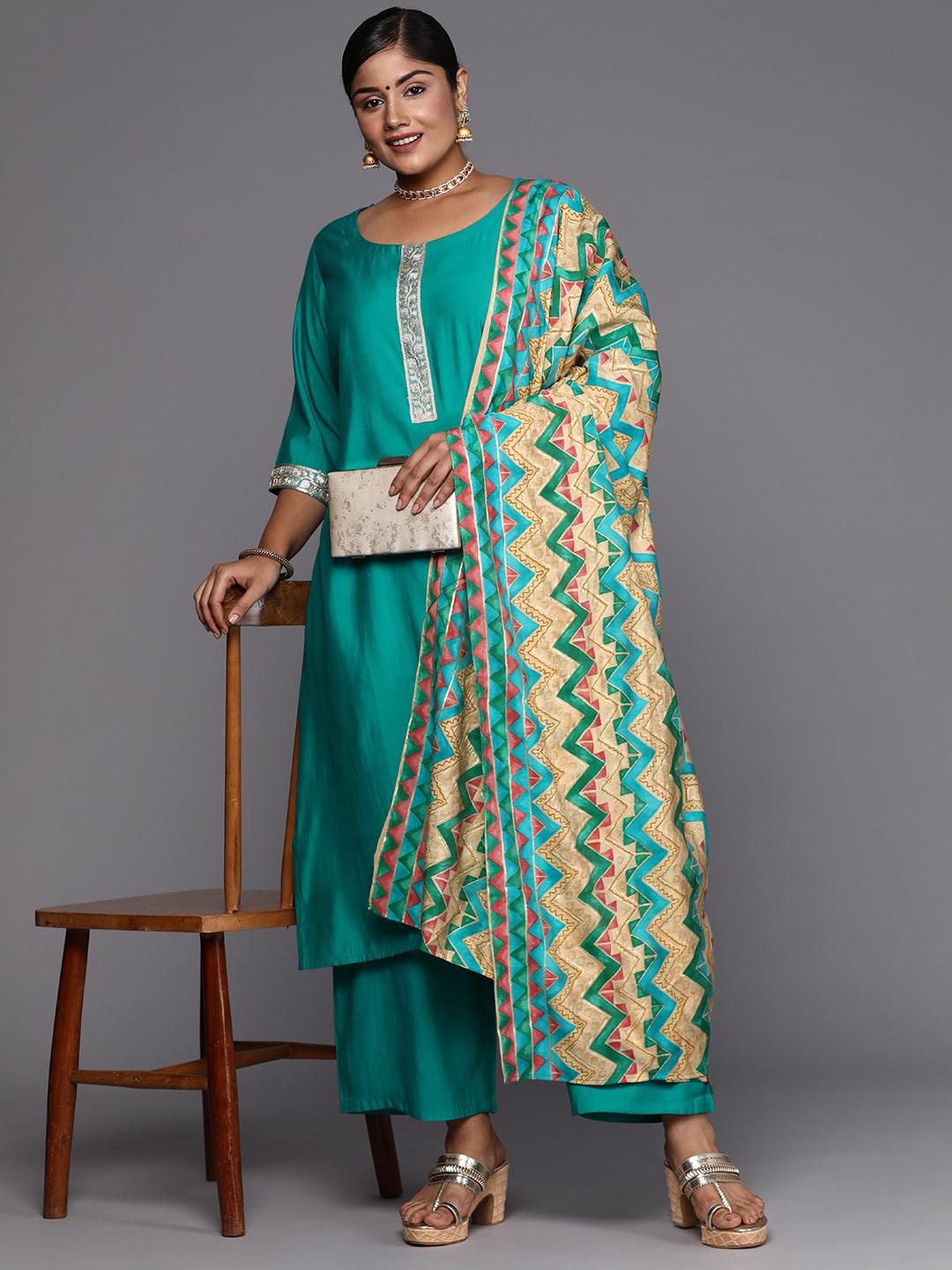 Buy EXTRA LOVE BY LIBAS Women Plus Size Yoke Design Kurta With Palazzos ...