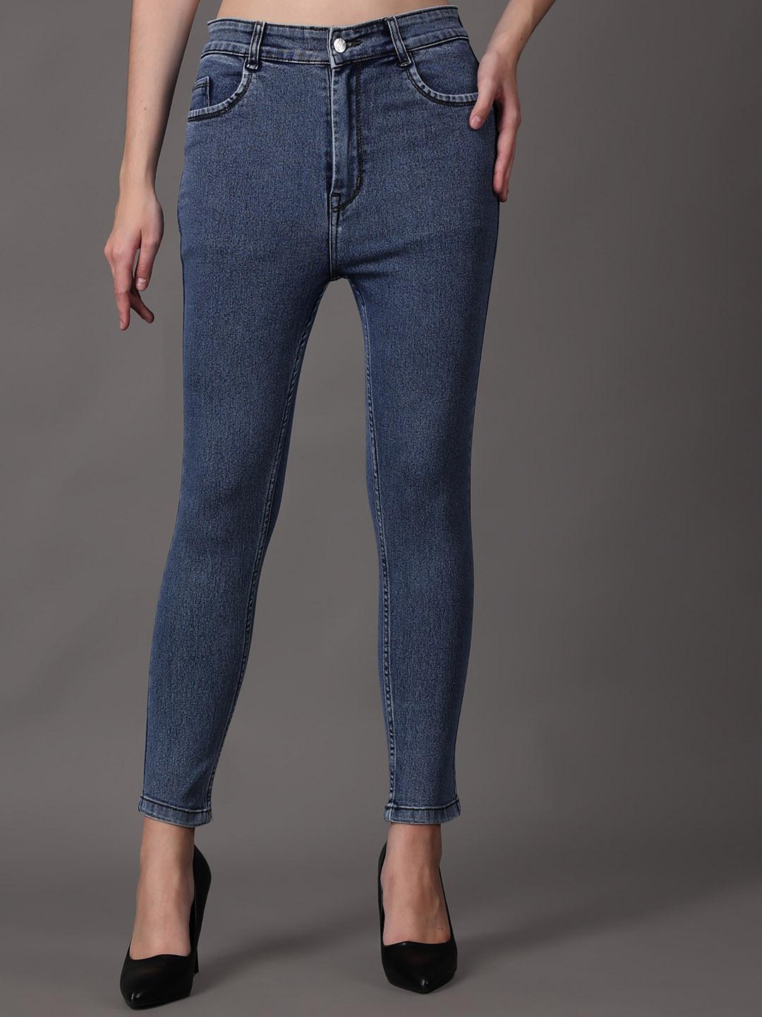 Buy POMPOUS Women Slim Fit High Rise Clean Look Stretchable Jeans ...