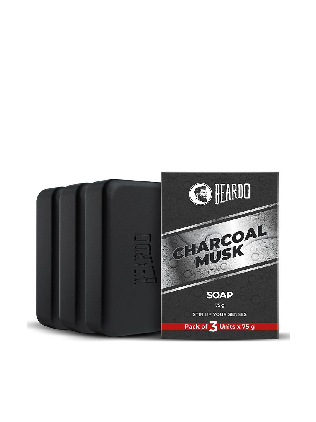Buy BEARDO Men Set Of 3 Charcoal Musk Soap 75g Each - Soap for Men ...