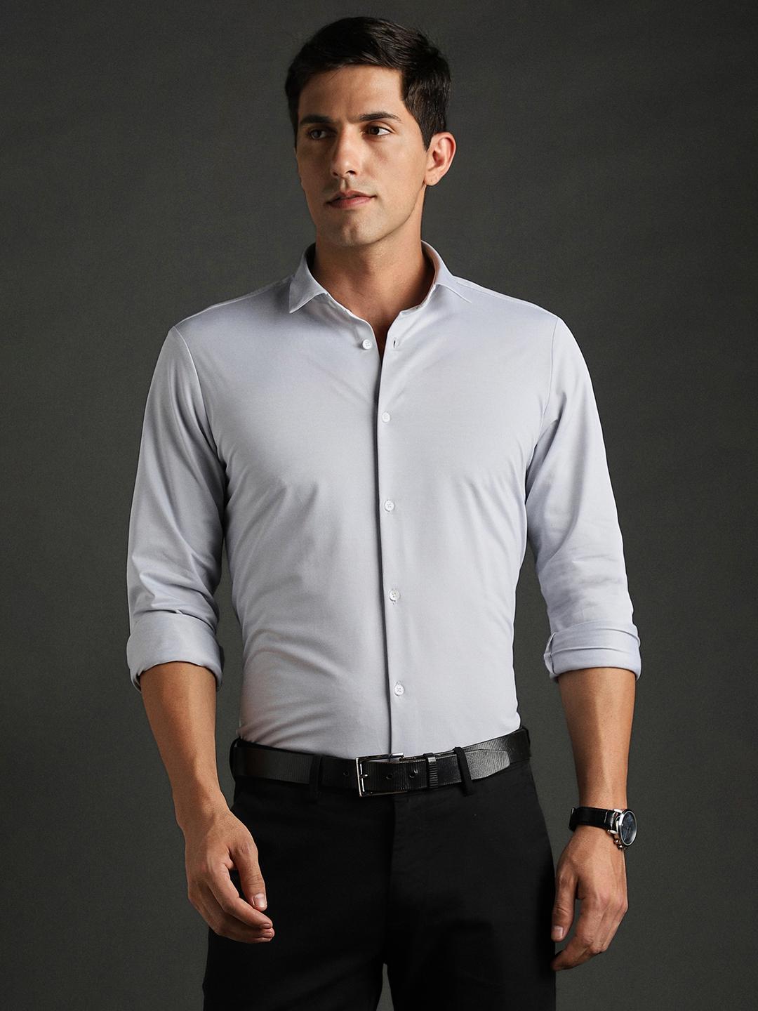 Buy Bergamo Slim Fit Long Sleeves Knitted Formal Shirt - Shirts for Men ...