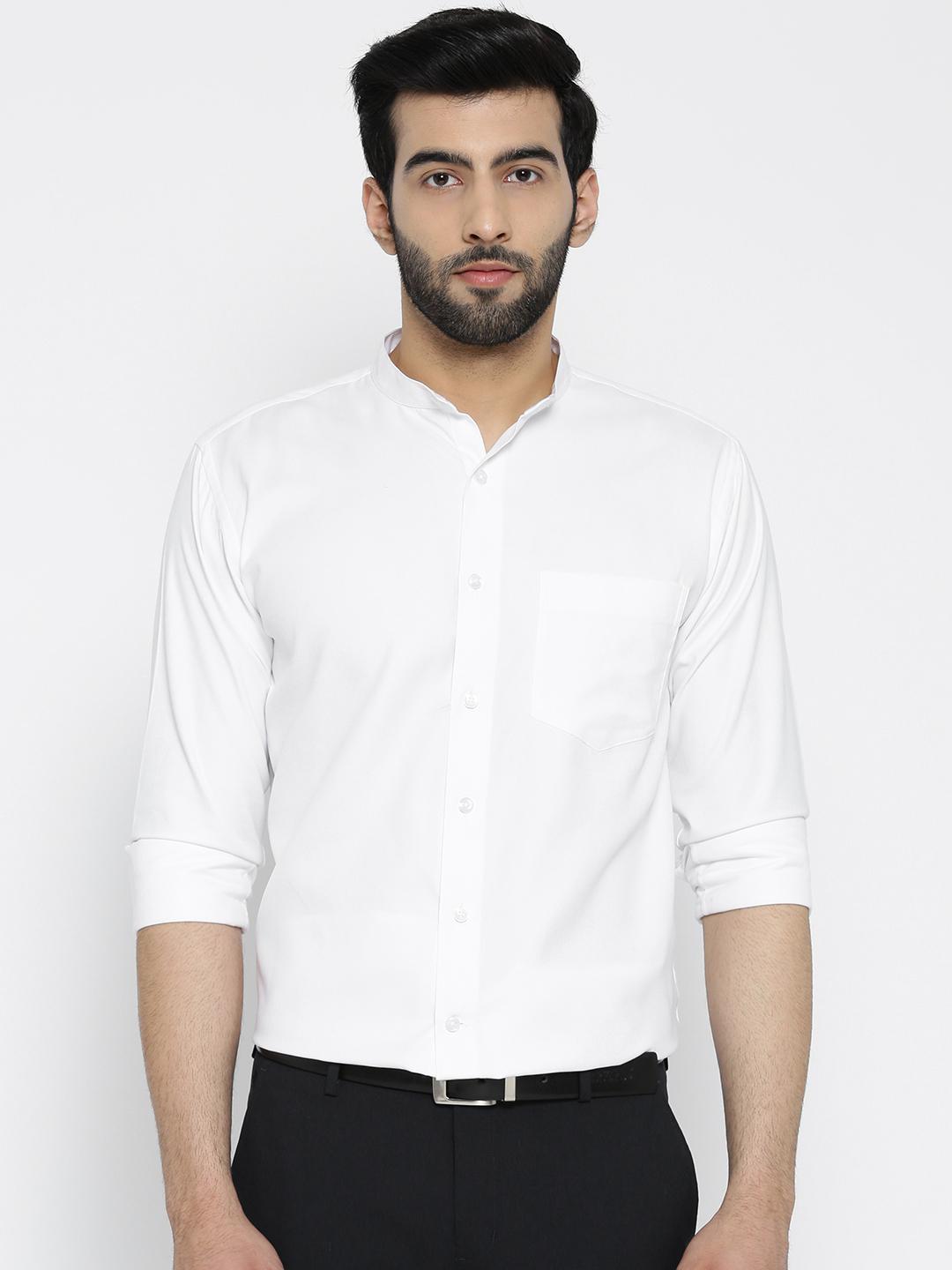 Buy Shaftesbury London Men White Smart Slim Fit Solid Semiformal Shirt ...