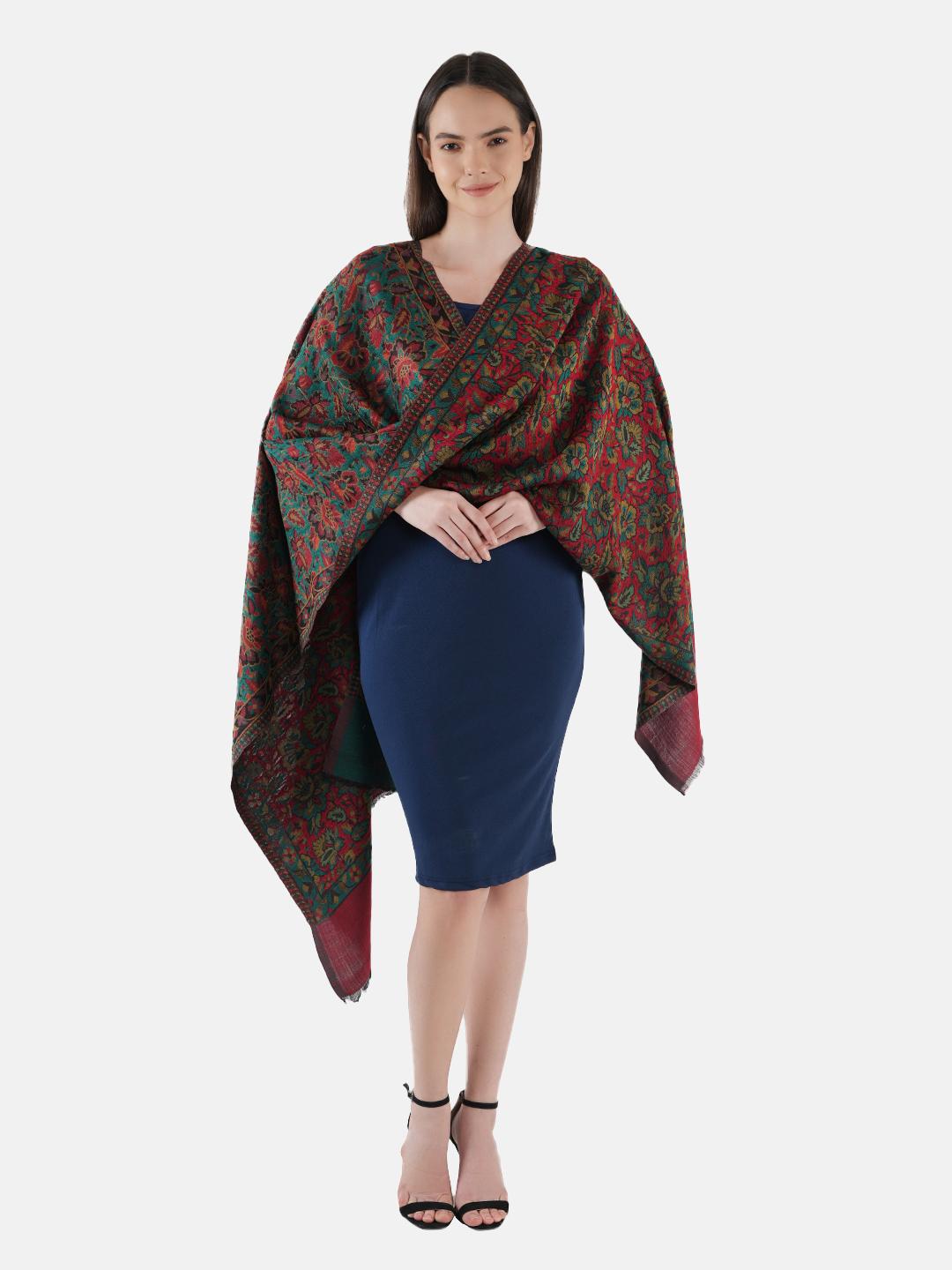 Buy MUFFLY Kashmiri Kani Woven Fine Wool Reversible Shawl - Shawl for ...