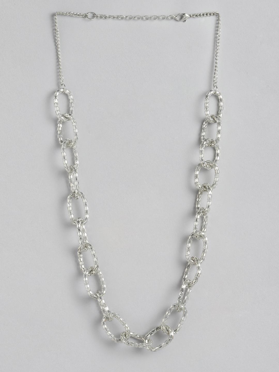 Buy RICHEERA Silver Plated Linked Chain Design Necklace - Necklace And ...