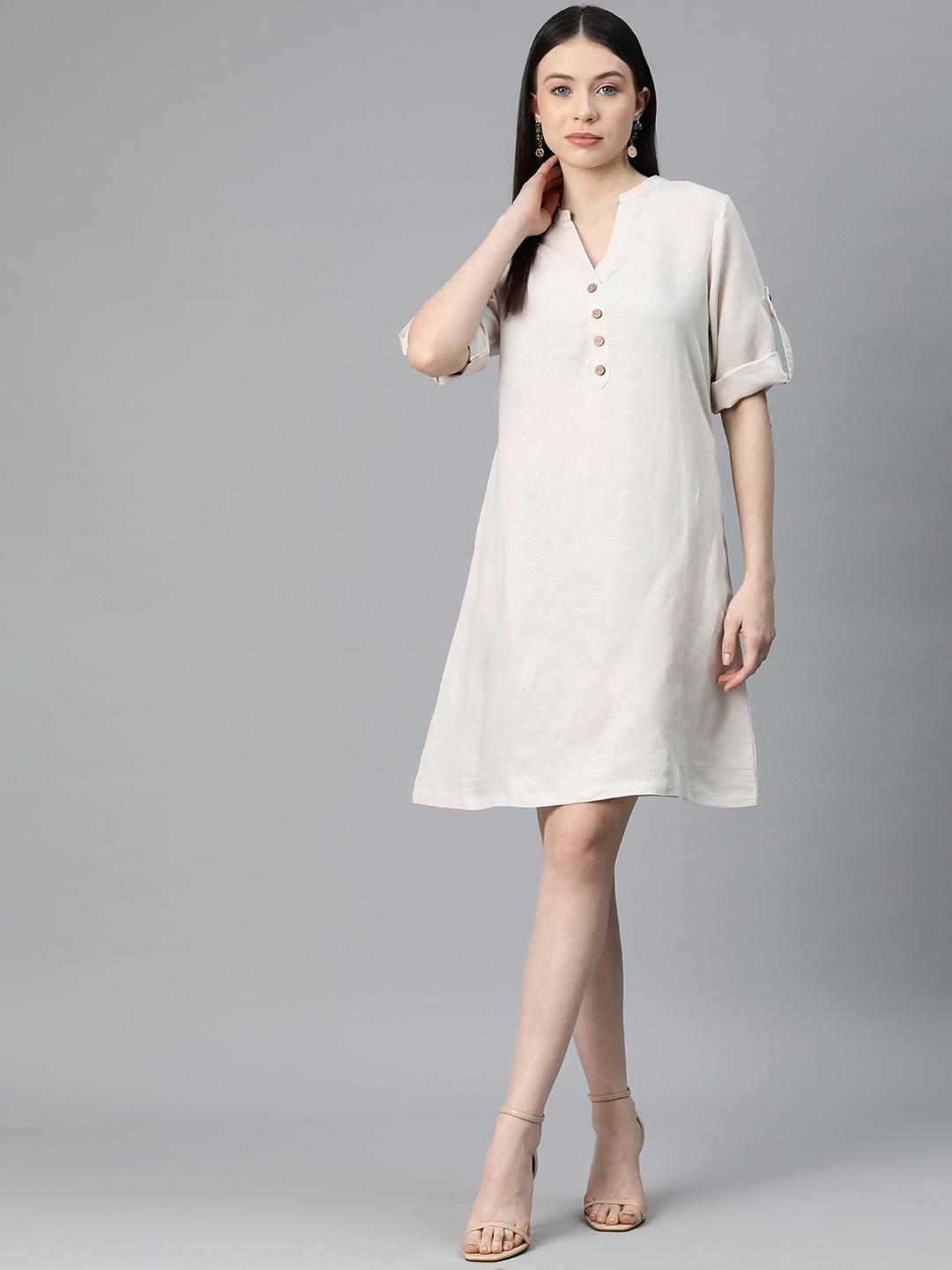 Buy VARUSHKA Solid Linen A Line Dress - Dresses for Women 24977498 | Myntra