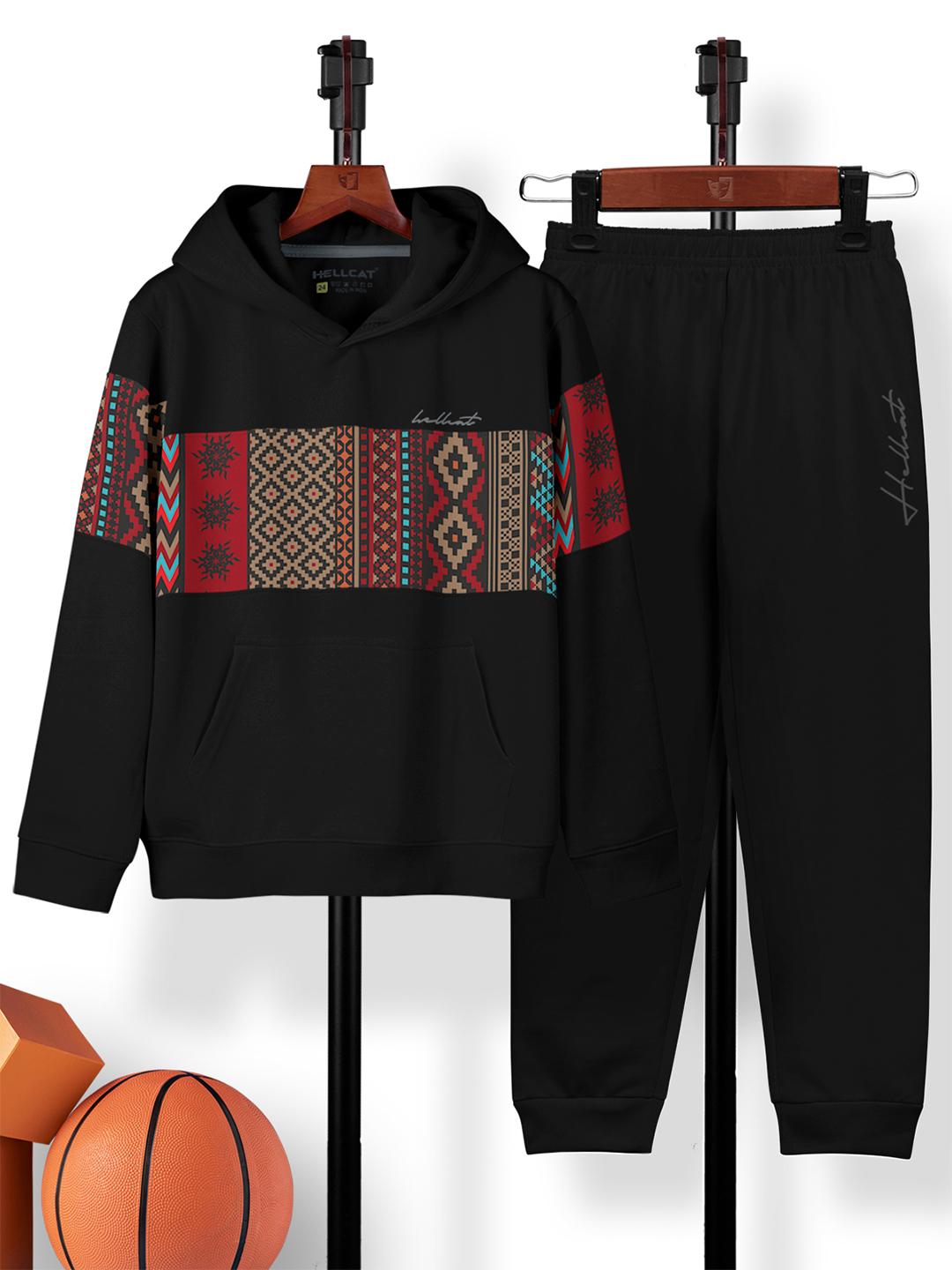 Buy HELLCAT Girls Tribal Printed Hooded T Shirt & Trouser - Clothing ...