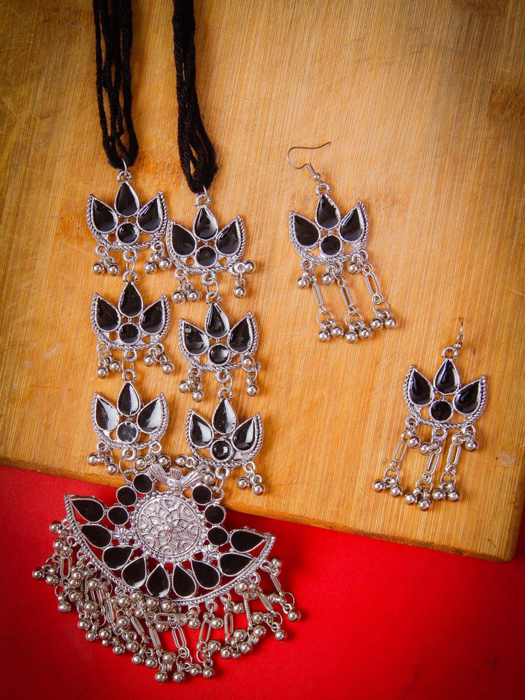Buy Rang Gali Silver Plated Afghani Necklace Set - Jewellery Set for ...