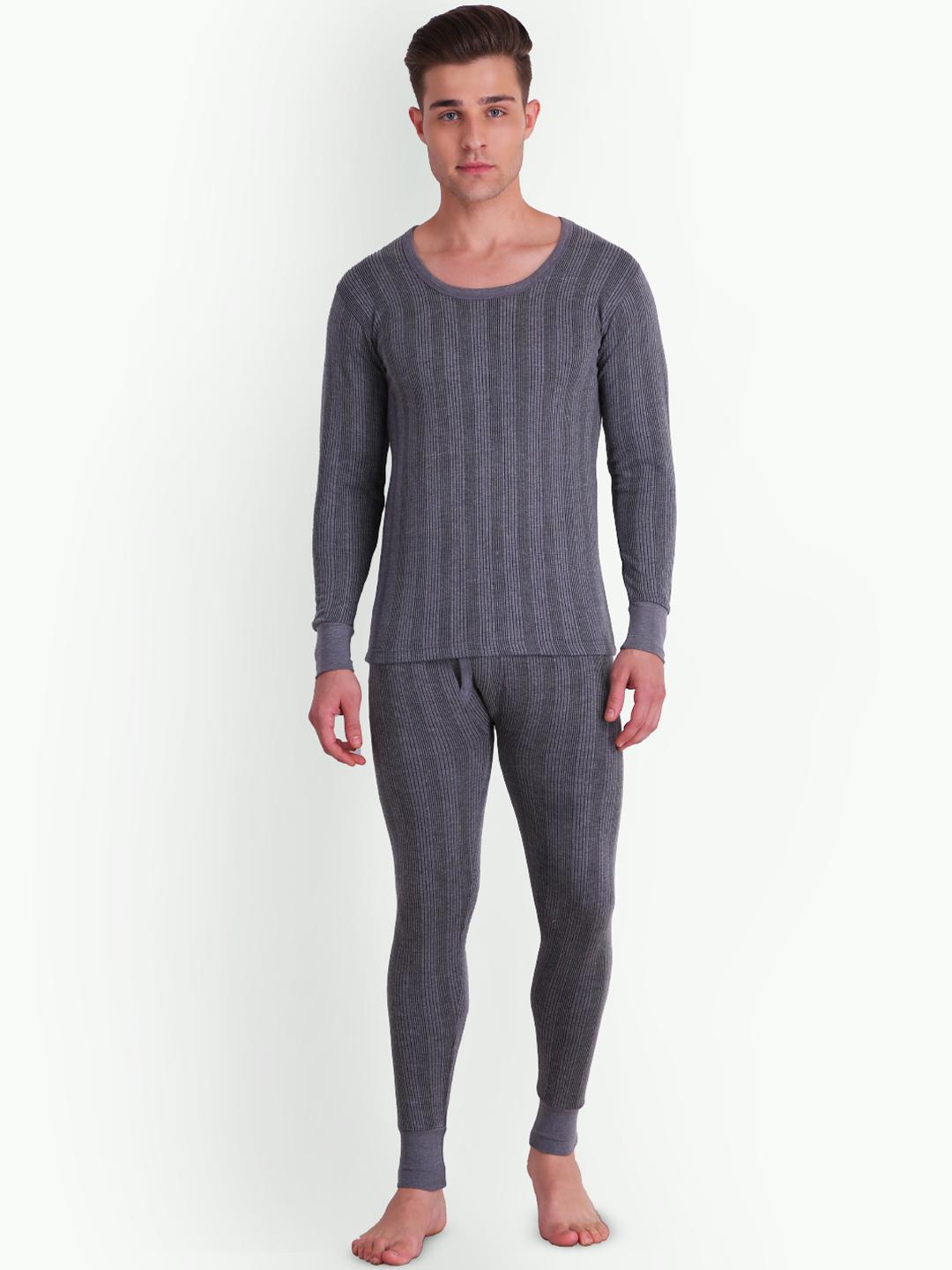 Buy T.T. Striped Ribbed Round Neck Polyfill Technology Thermal Set ...