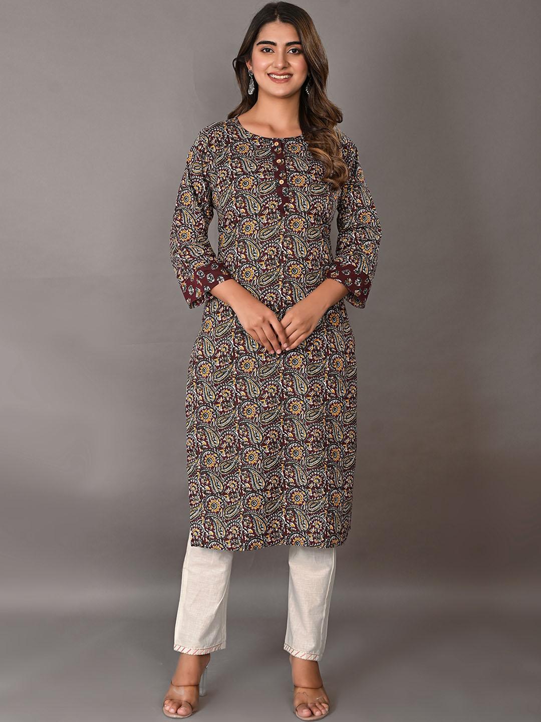 Buy Girly Girls Ethnic Motifs Printed Pure Cotton Kurta - Kurtas for ...