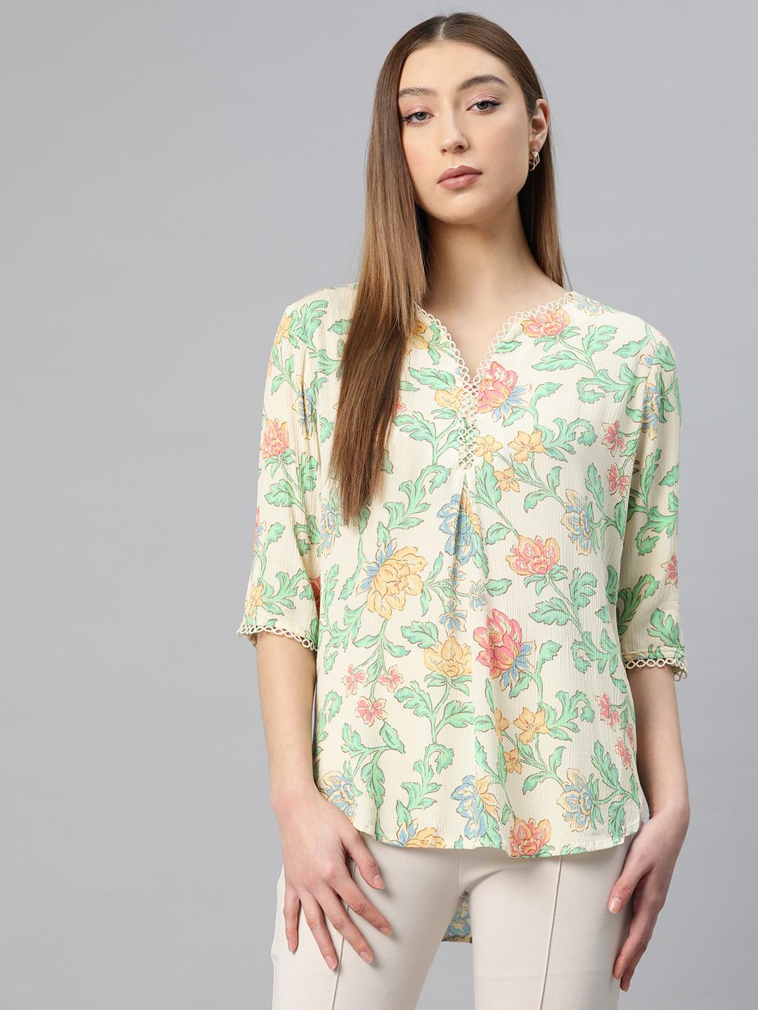 Buy Marks & Spencer Floral Print High Low Top - Tops for Women 25123196 ...