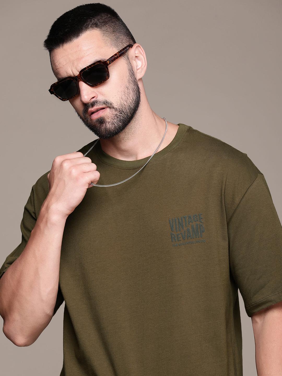 Buy The Roadster Lifestyle Co. Men Brand Logo Printed Pure Cotton T ...