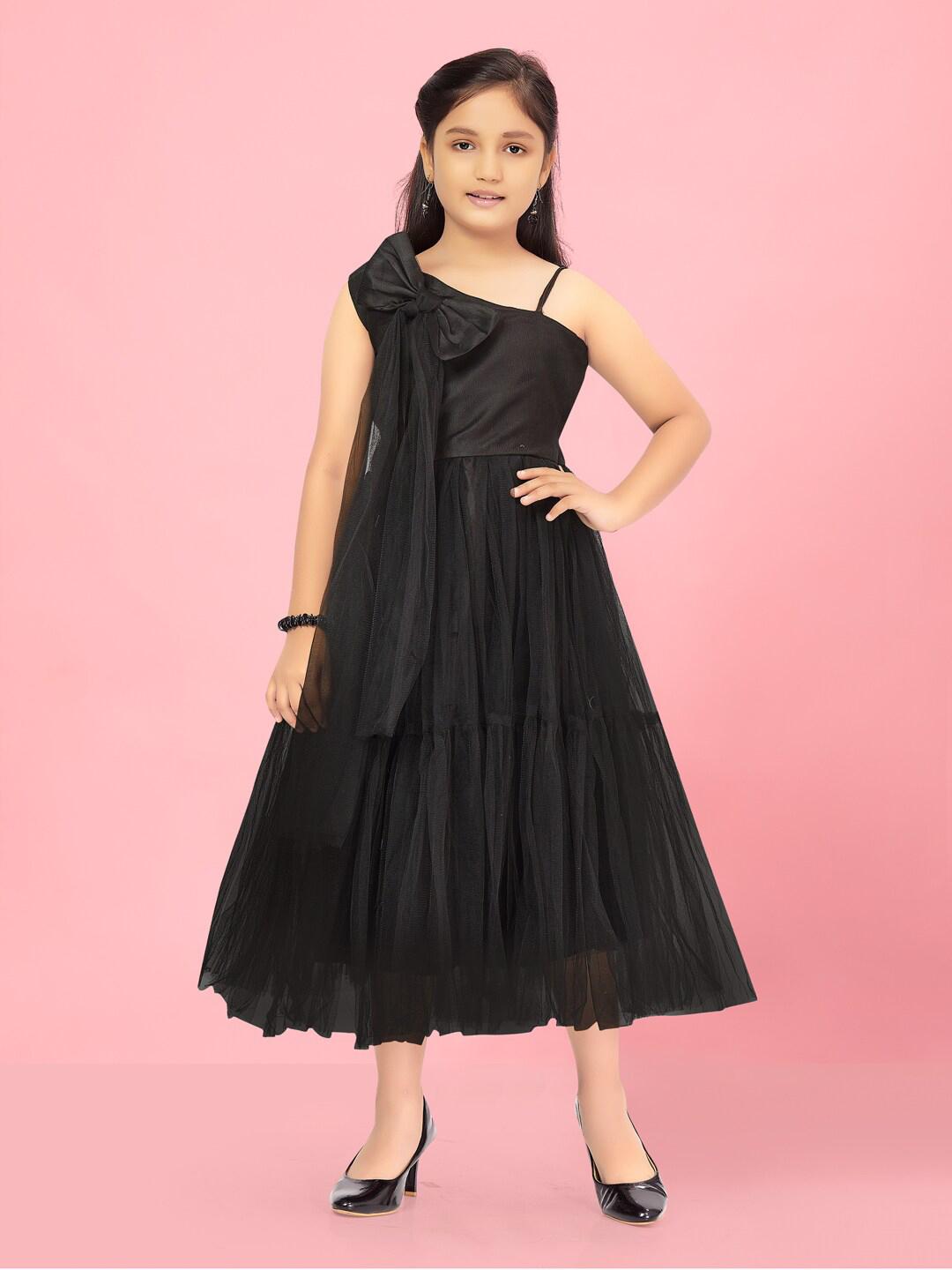 Buy Aarika One Shoulder Tiered & Bow Detail Fit And Flare Midi Dress ...