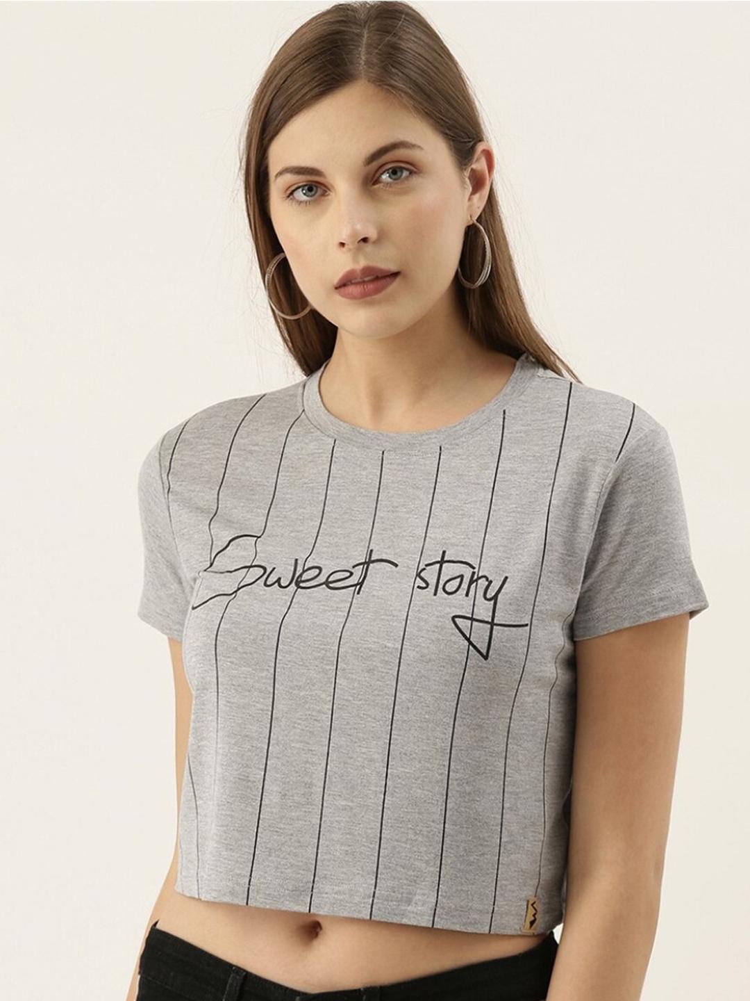 Buy Campus Sutra Typography Printed Cotton Crop T Shirt - Tshirts for ...