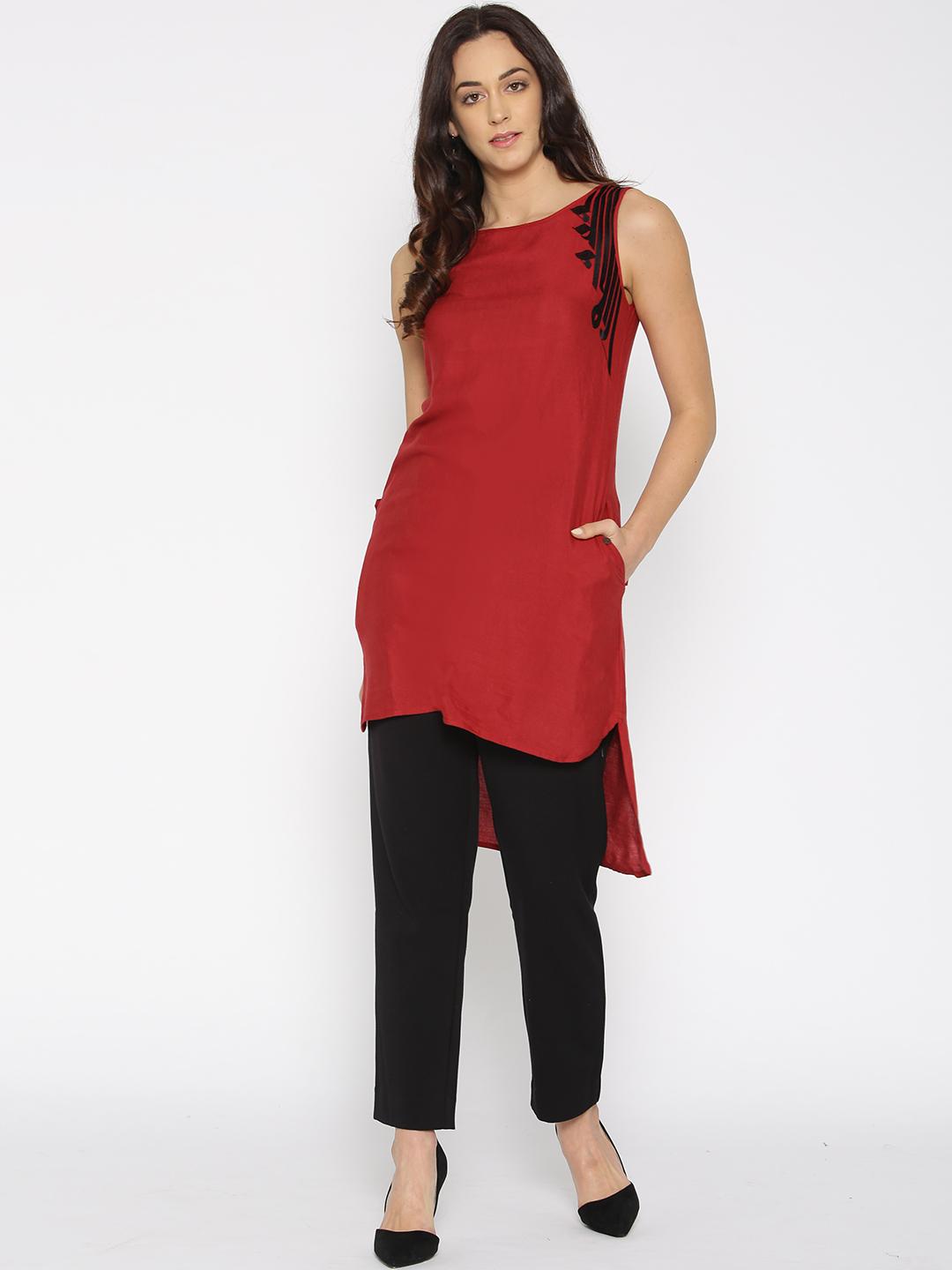 Buy Bronz Maroon Solid High Low Tunic - Tunics for Women 2518227 | Myntra