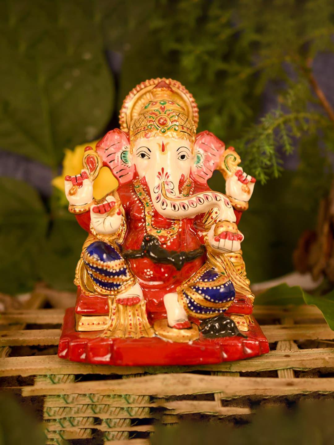 Buy CraftVatika White & Red Ganesha Idol Showpiece - Showpieces for ...