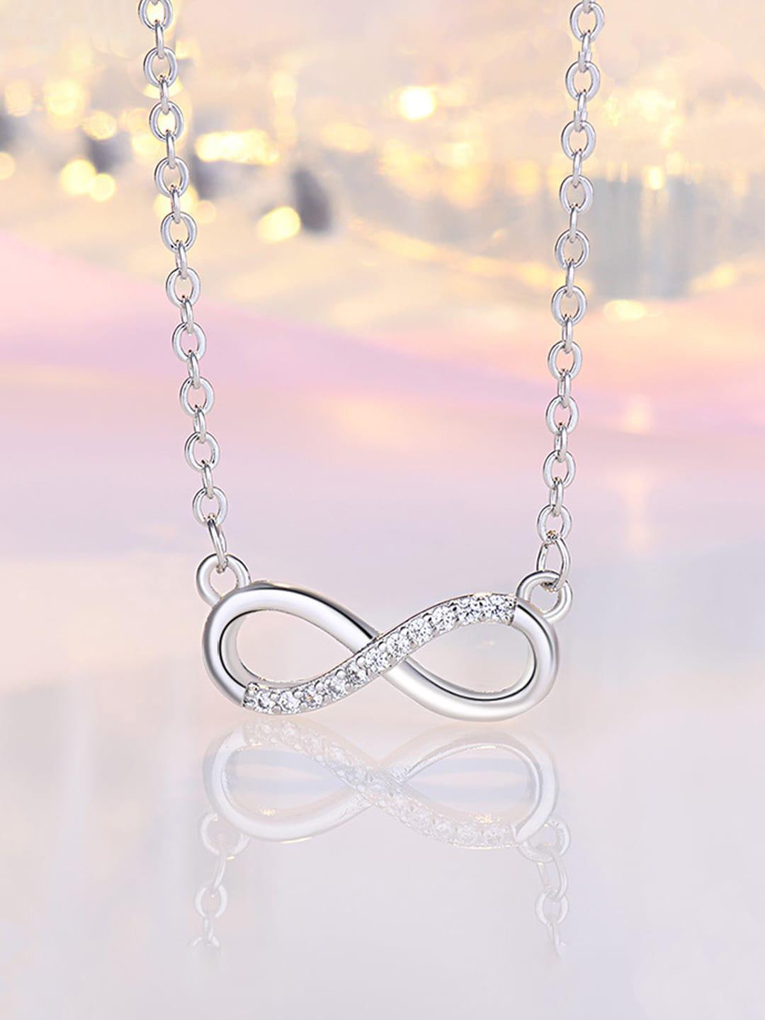 Buy Jewels Galaxy Silver Plated AD Studded Infinity Shaped Pendant With ...