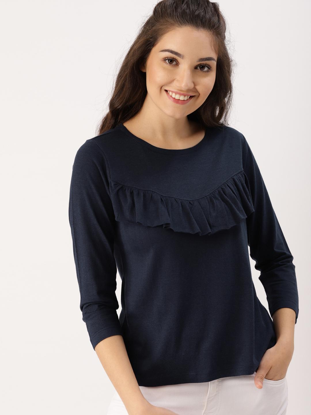 Buy DressBerry Women Navy Solid Top - Tops for Women 2522122 | Myntra